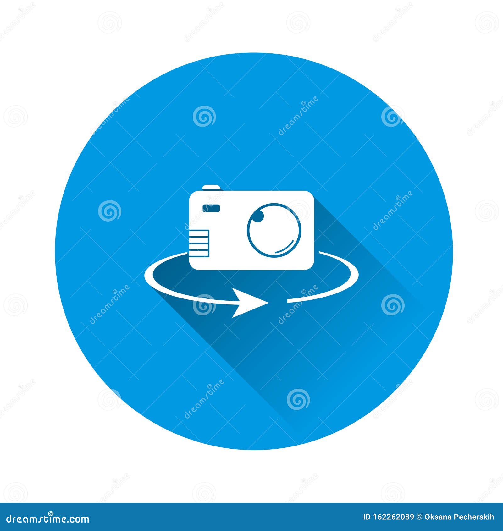 Vector Camera Rotate Icon. Retro Camera Icon on Blue Background Stock ...