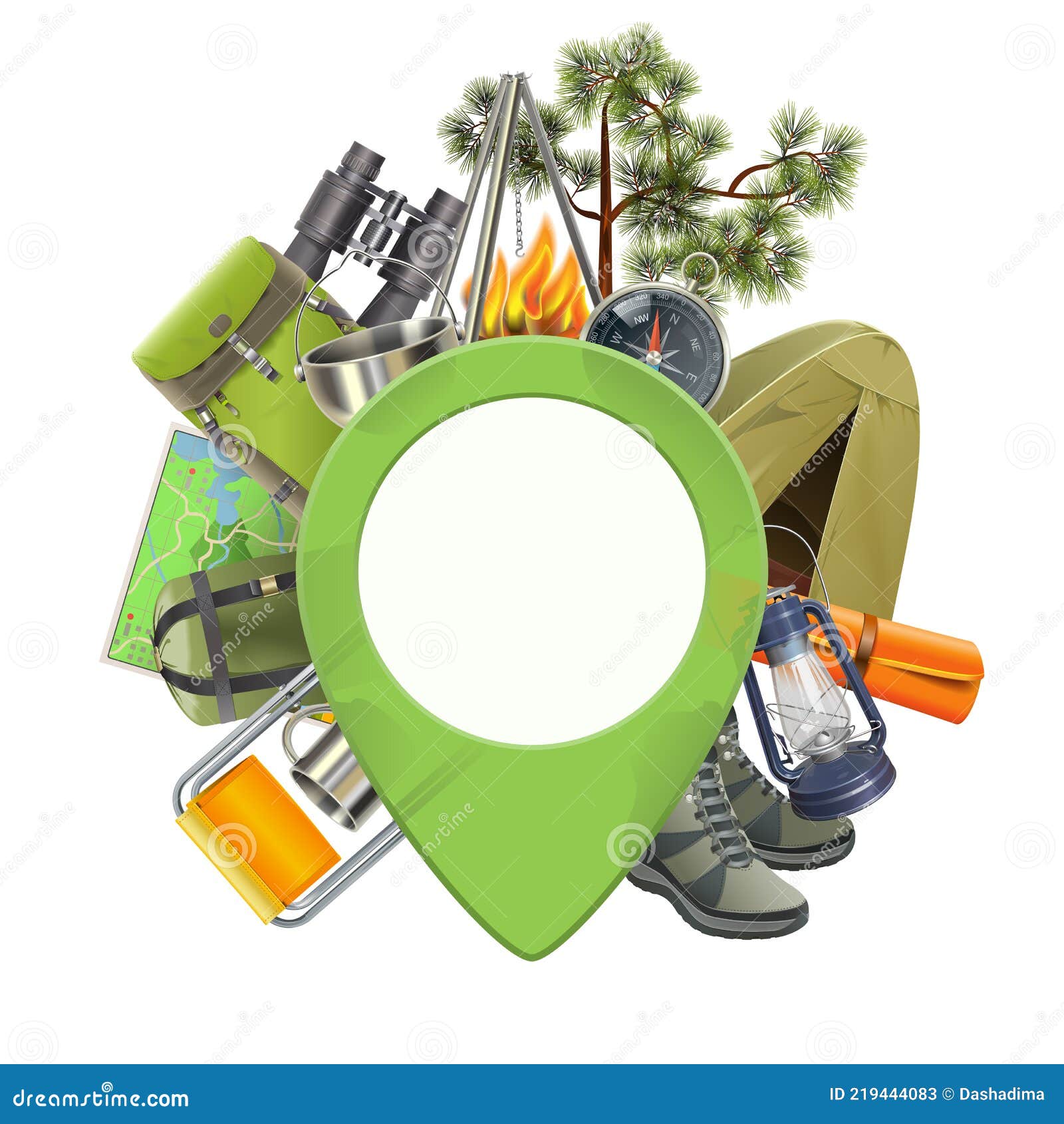 Vector Camping Concept with Pick Point Stock Vector - Illustration of ...
