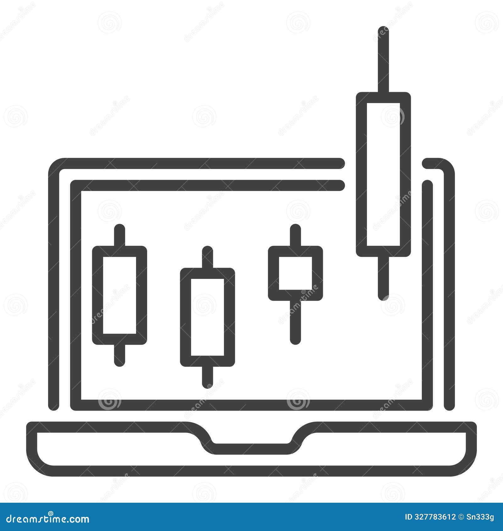 Vector Candlestick Chart Pattern On Laptop Screen Outline Icon Or Sign ...