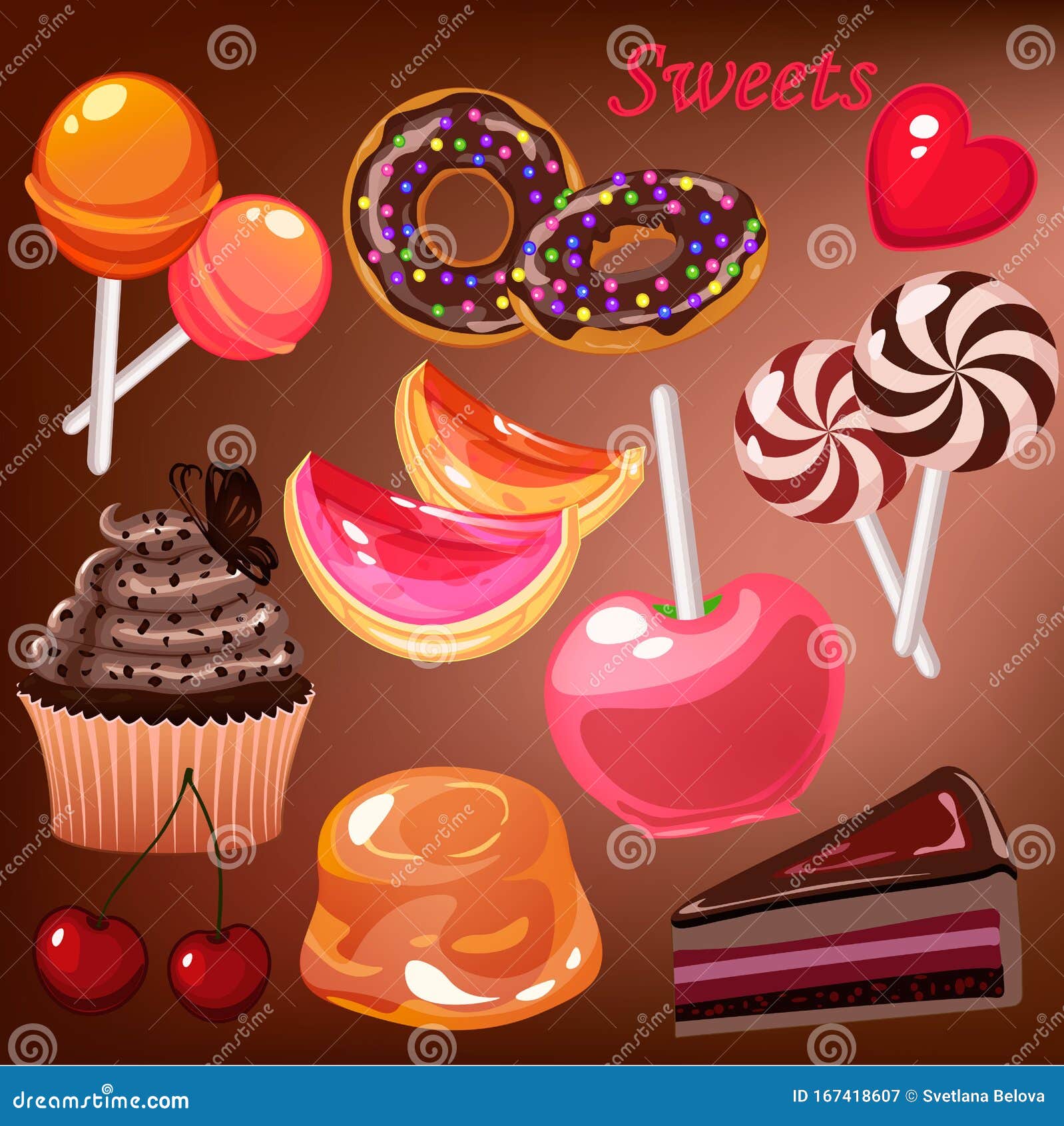 Vector candy objects stock vector. Illustration of dessert - 167418607