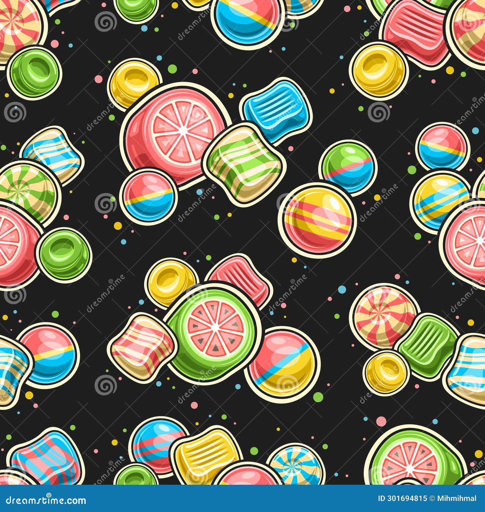 Vector Candy Seamless Pattern Stock Vector - Illustration of shop, food ...