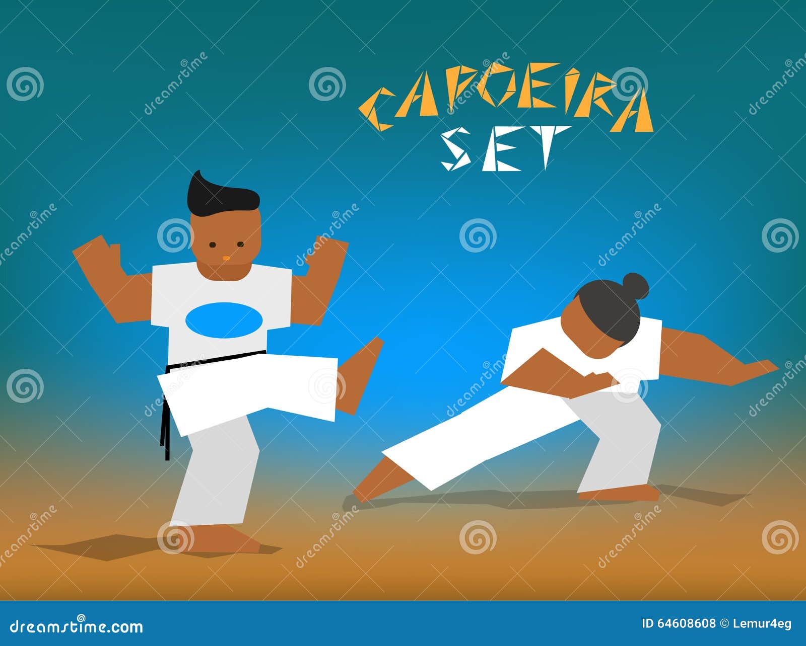 Vector capoeira set stock vector. Illustration of person - 64608608