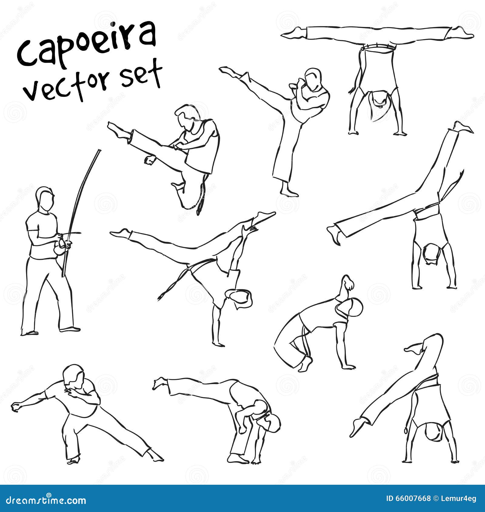 Vector capoeira set stock vector. Illustration of person - 66007668