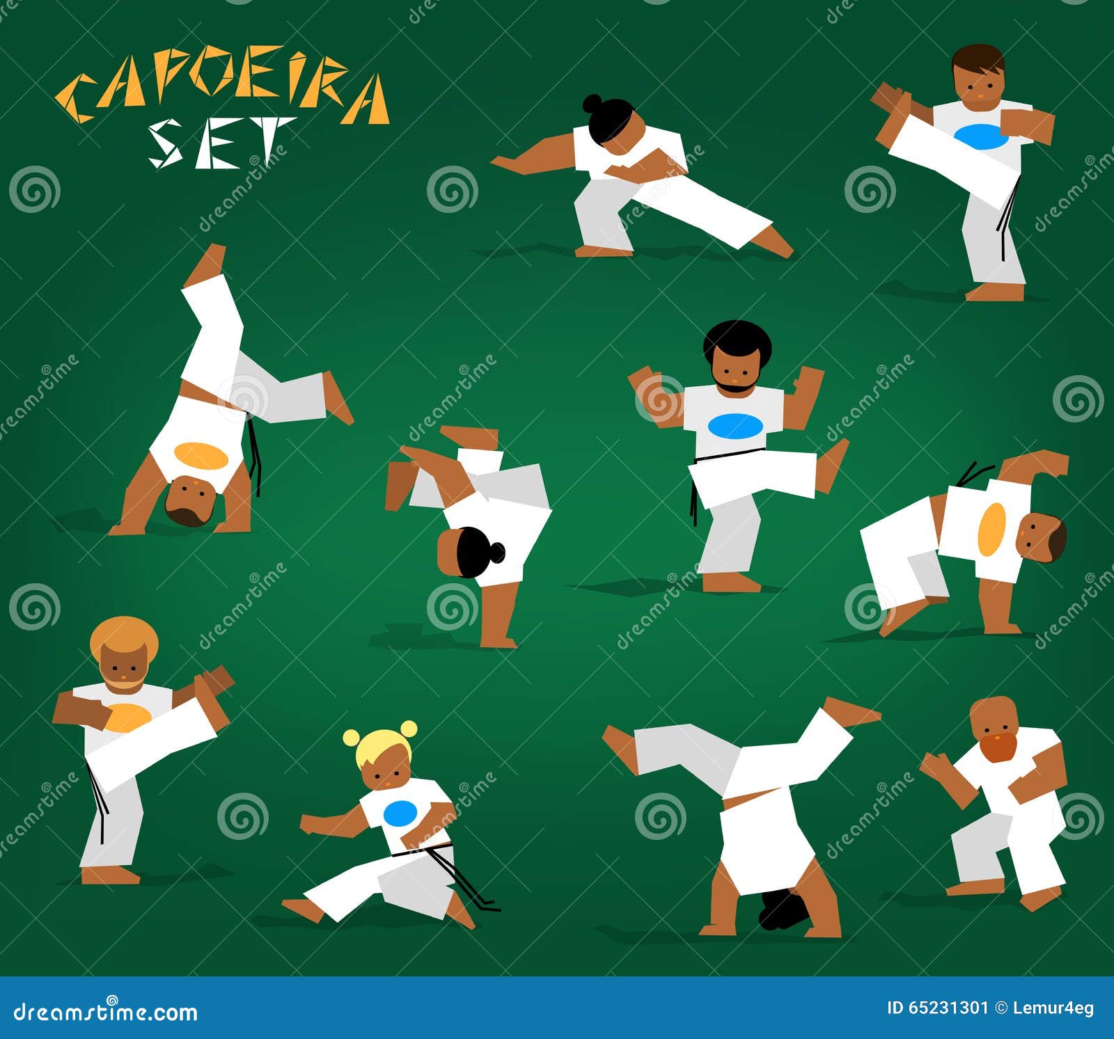 Vector capoeira set stock vector. Illustration of dancing - 65231301