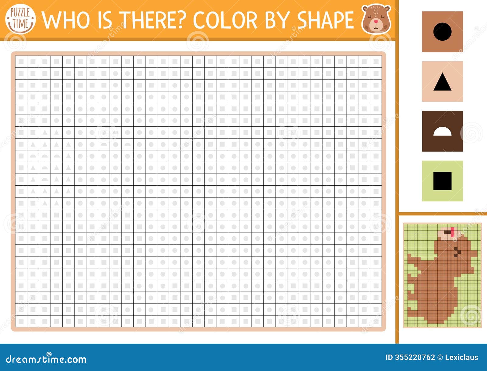 Vector Capybara Color By Shape Activity With Square Pixel Grid ...