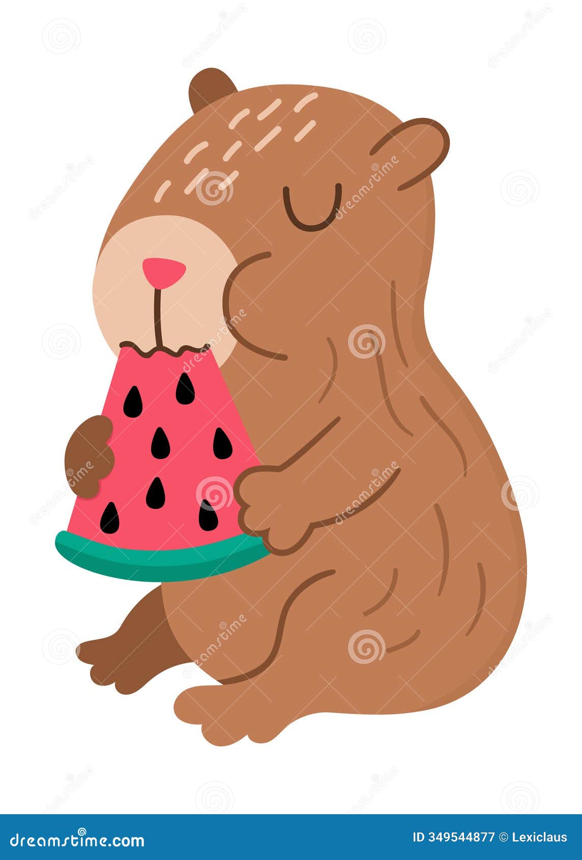 Vector Capybara Icon. Cute Capibara Sitting and Eating Watermelon with ...