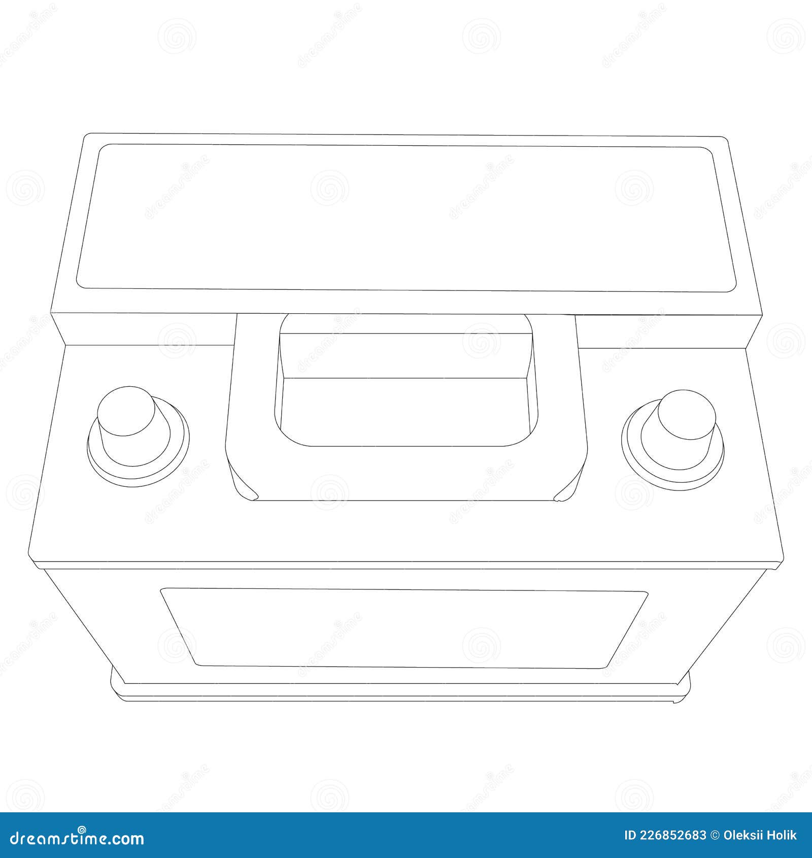 Vector Car Battery Line Illustration On White | CartoonDealer.com ...