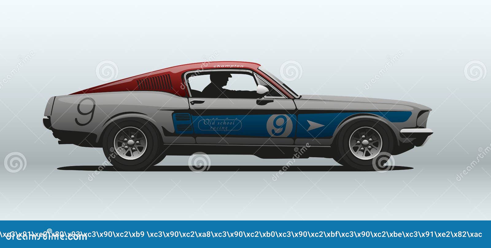 Classic Muscle Car in Racing Colors. Vector Illustration. Side View ...