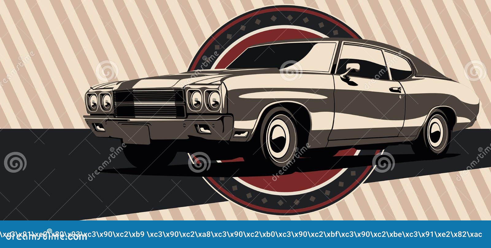 Awesome Muscle Car. Solid Vintage Colors. Stock Vector - Illustration ...