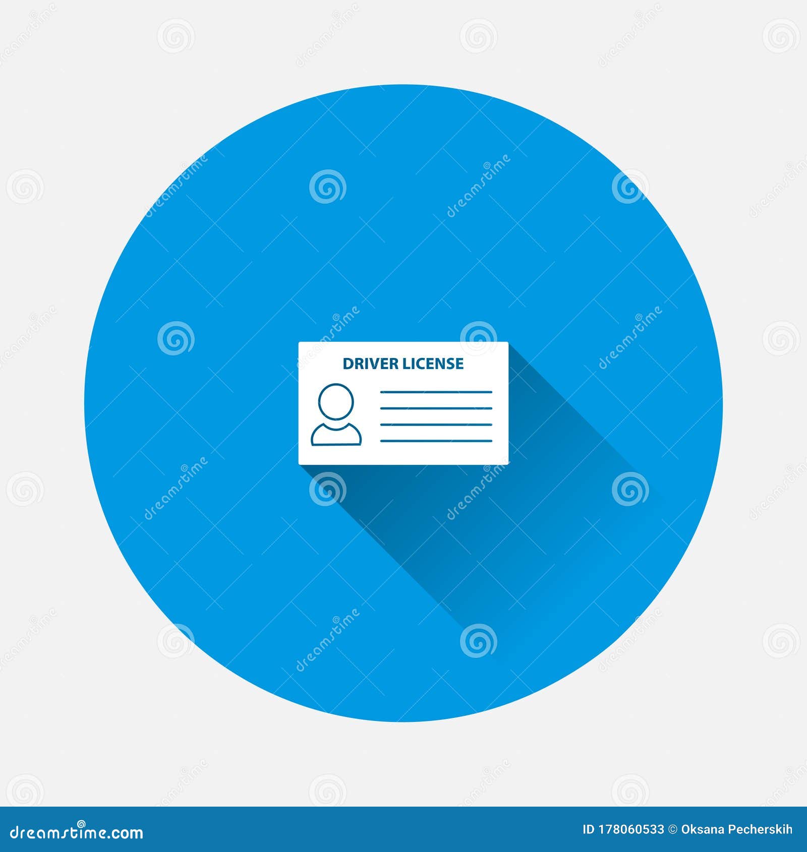 Vector Car Driver Licenses Icon on Blue Background. Flat Image with ...