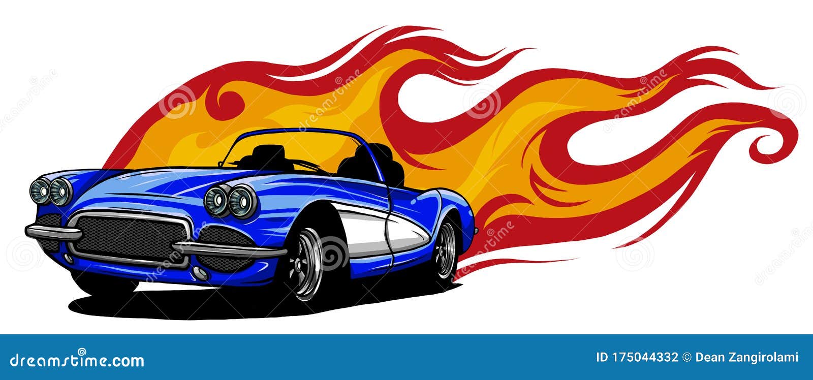 Vector Muscle Car with Flames Crazy Race Stock Vector - Illustration of ...