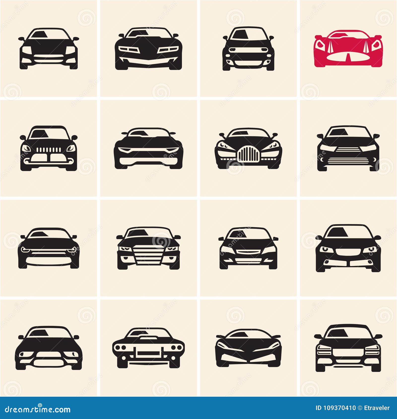Vector Car Icons Front View Stock Illustration - Illustration of repair ...