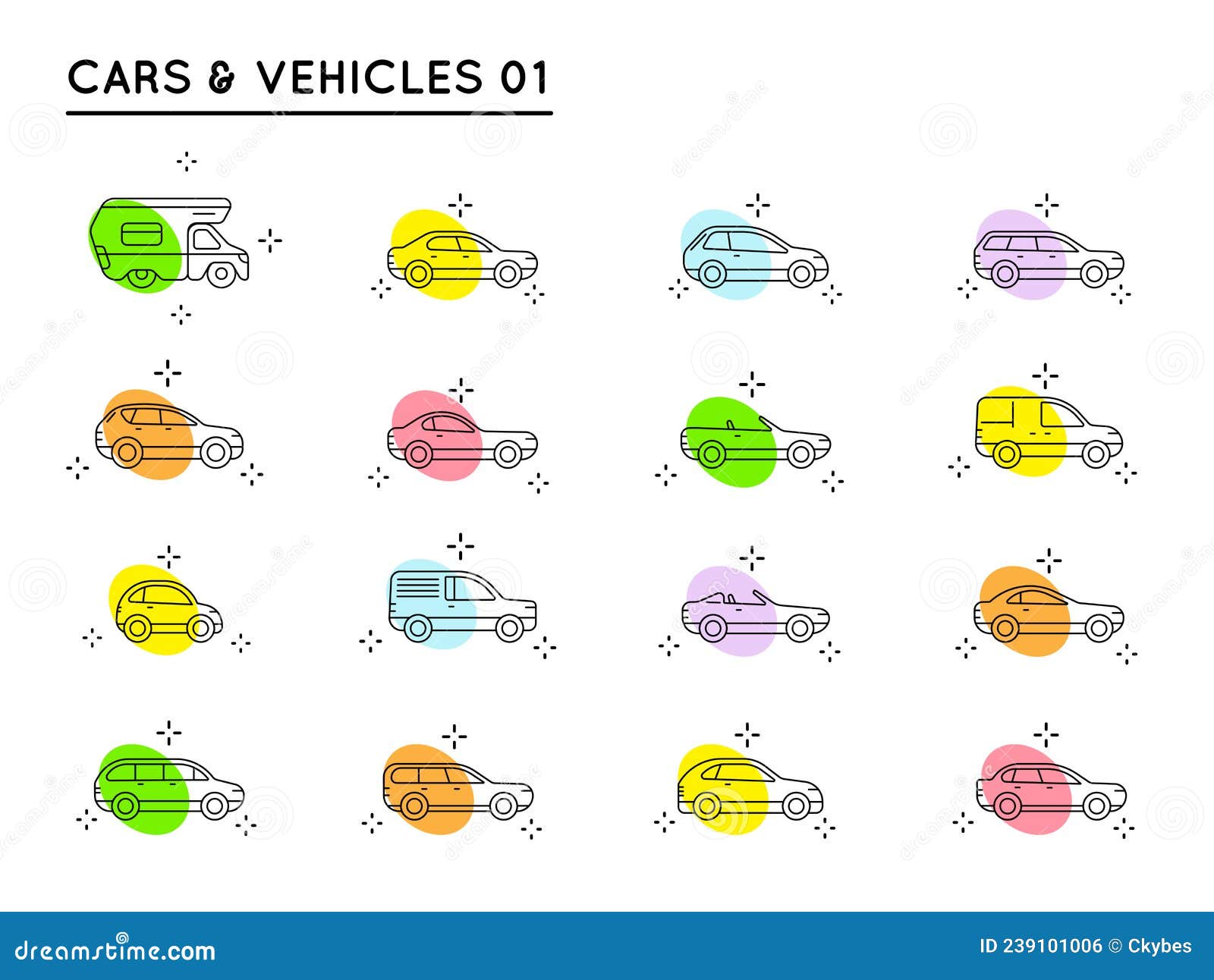 Vector Car Icons Set with Different Car Types Stock Illustration ...