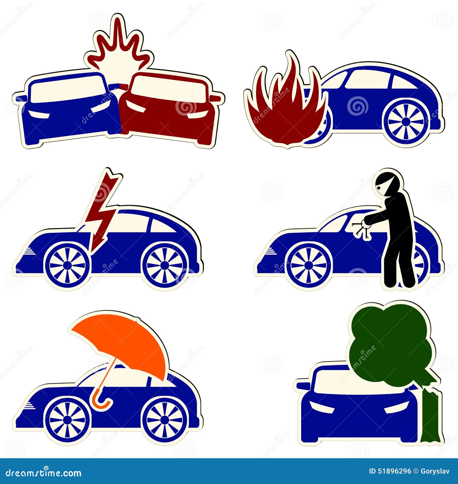 Set Of Stickers Insurance Claim Denied Theme. Car Accident. Characters ...