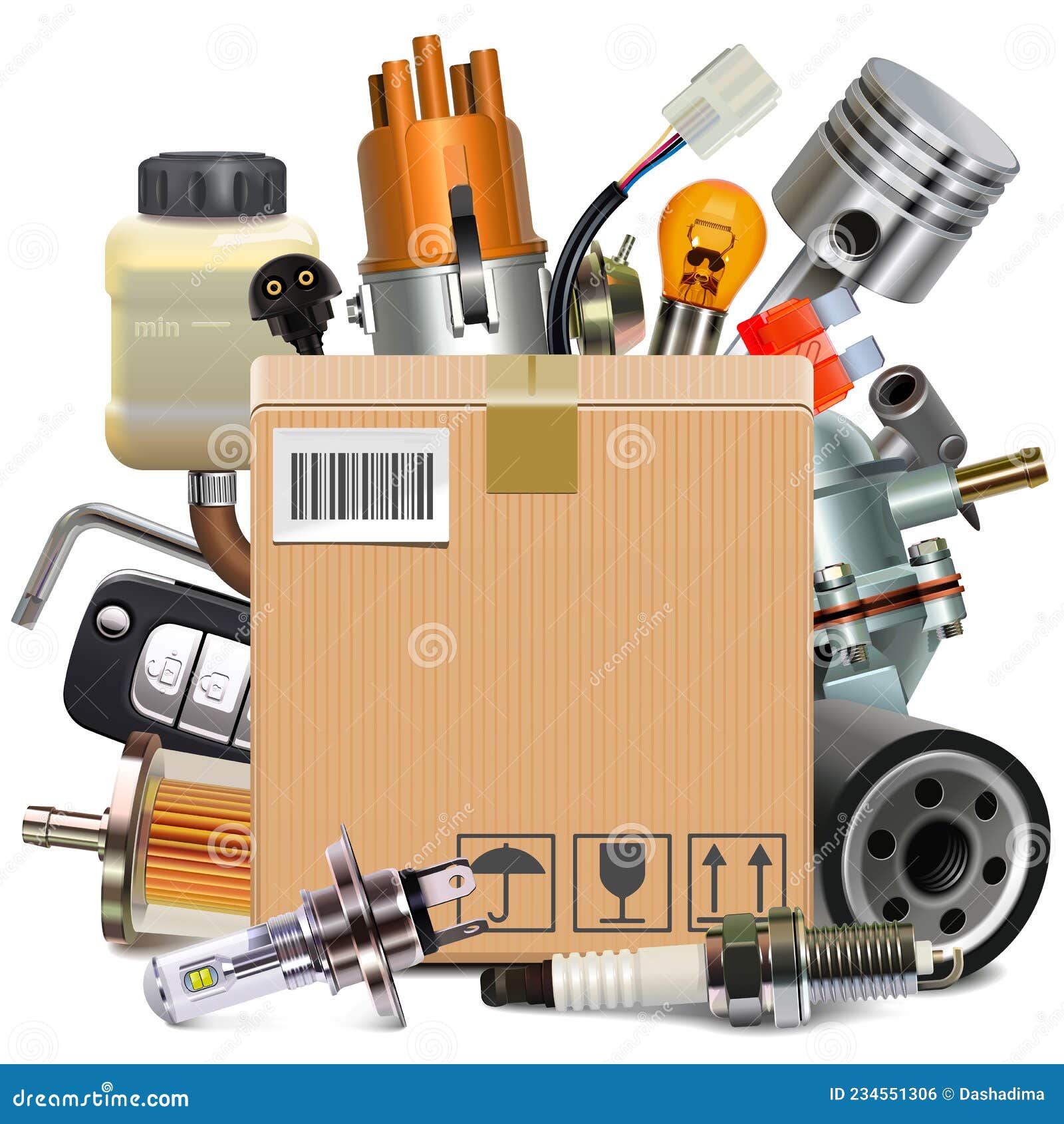 Vector Car Parts Delivery Concept Stock Vector - Illustration of ...