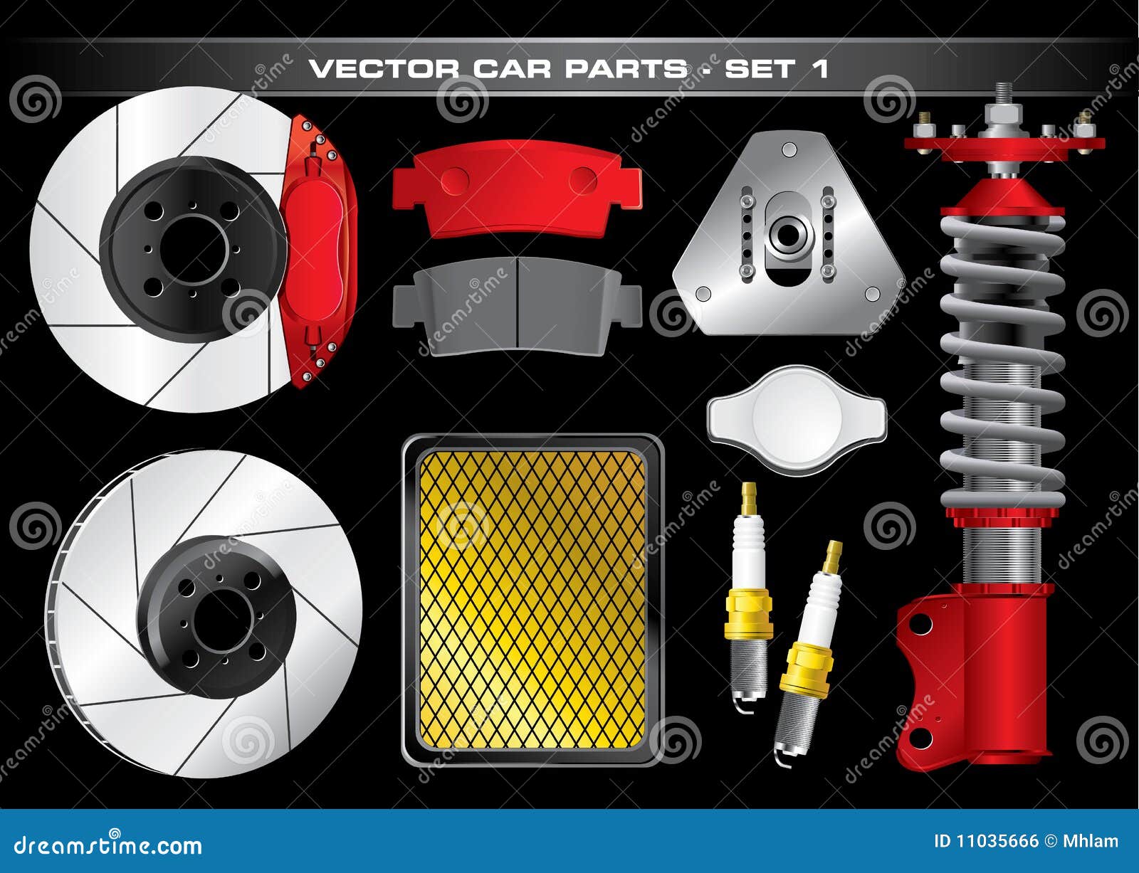 Vector Car Parts-Set 1 stock vector. Illustration of metal - 11035666