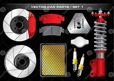 Vector Car Parts-Set 1 stock vector. Illustration of metal - 11035666