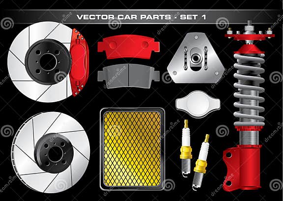 Vector Car Parts-Set 1 stock vector. Illustration of metal - 11035666