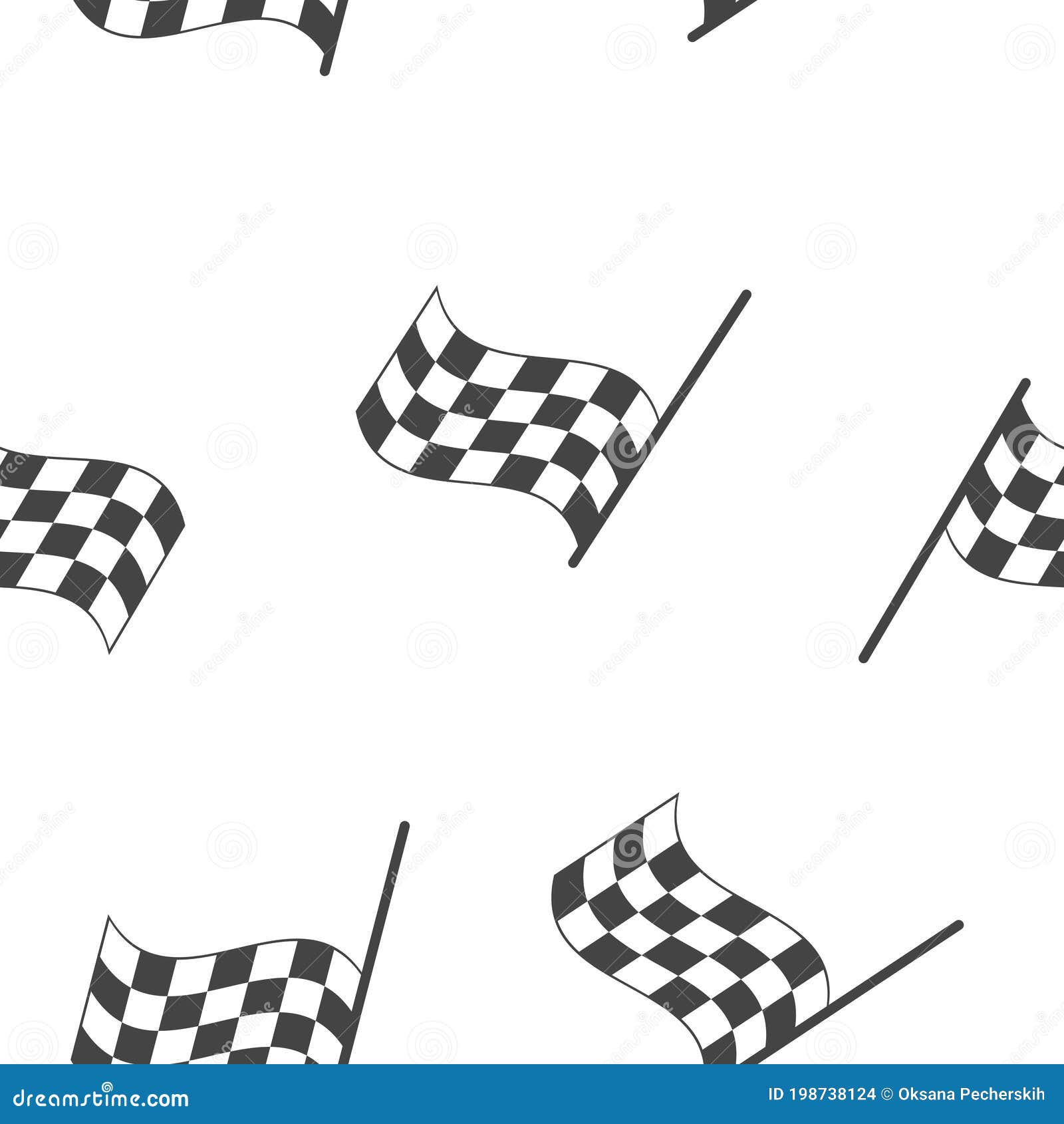 Vector Car Racing Flag Icon. Start, Finish Symbol Seamless Pattern on a ...