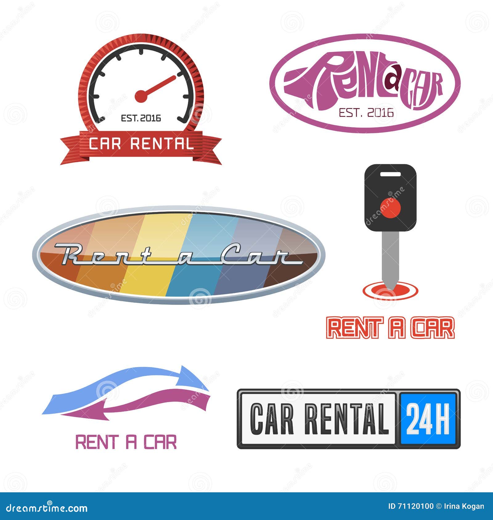 Vector Car Rentals Label and Icon Set Stock Vector - Illustration of ...
