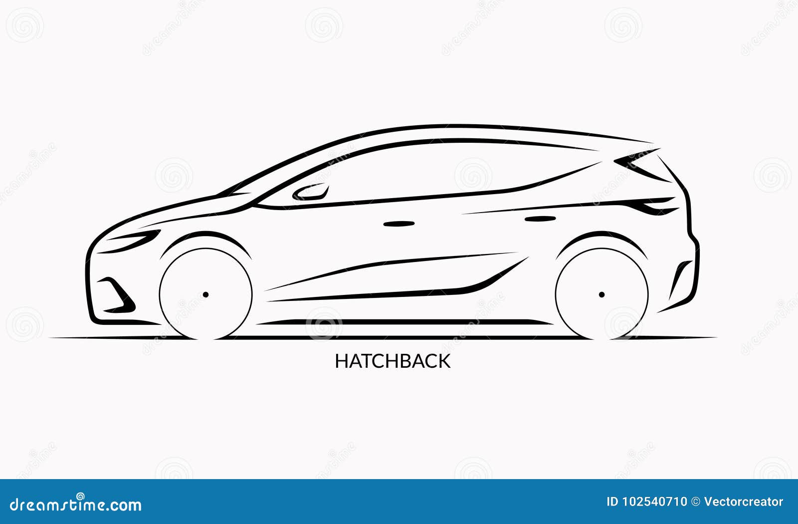Hatchback Contour Drawing Vector Illustration | CartoonDealer.com ...