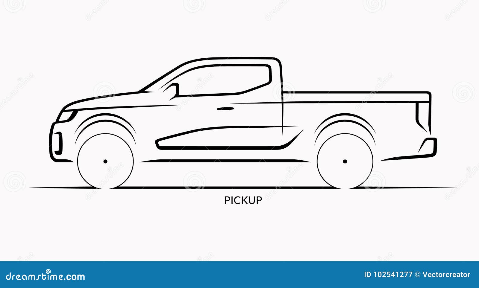 Vector Car Silhouette. Side View of Pickup Stock Vector - Illustration ...