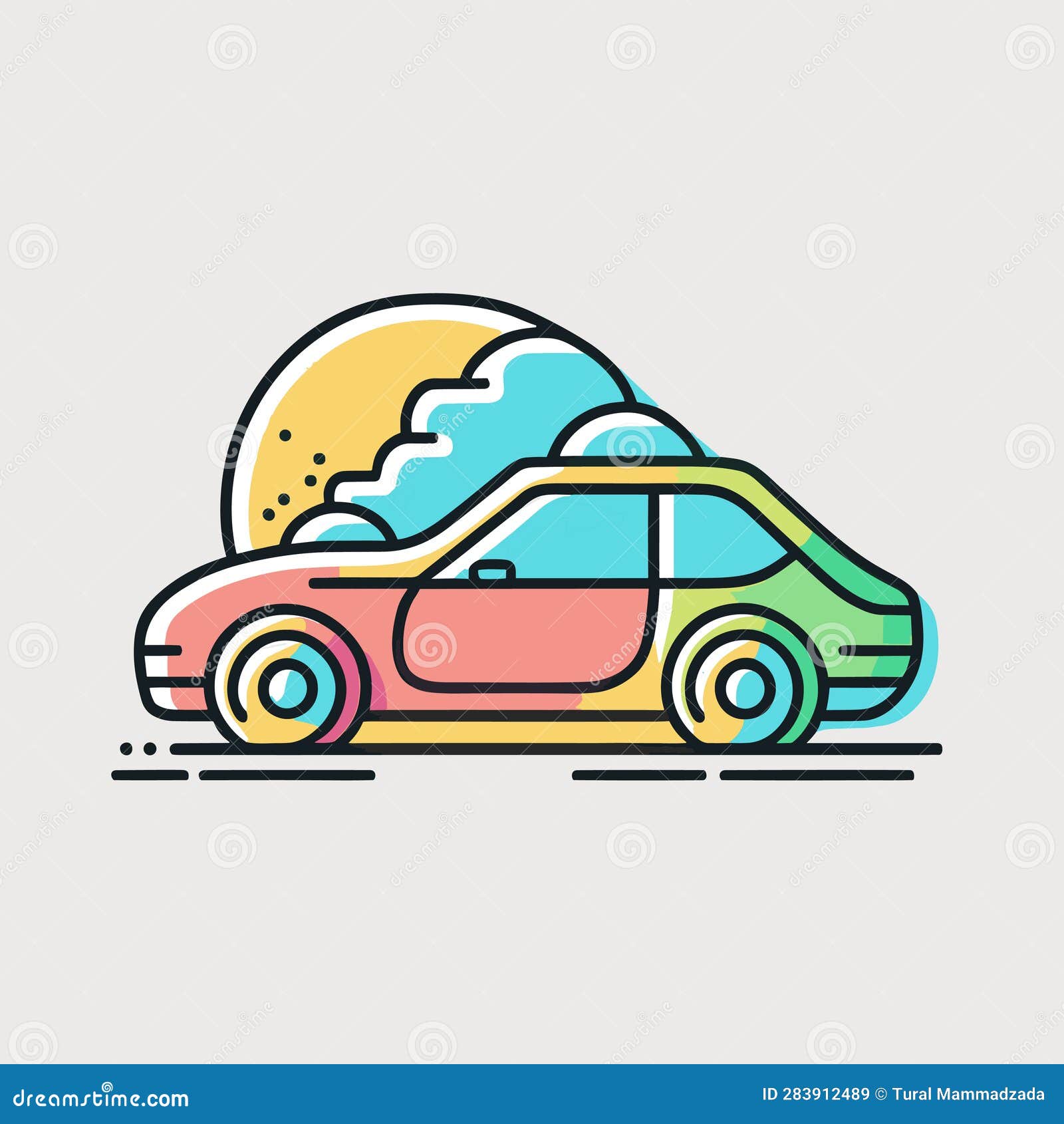 Vector of a Car with a Surfboard on Top, Perfect for a Beach Getaway ...