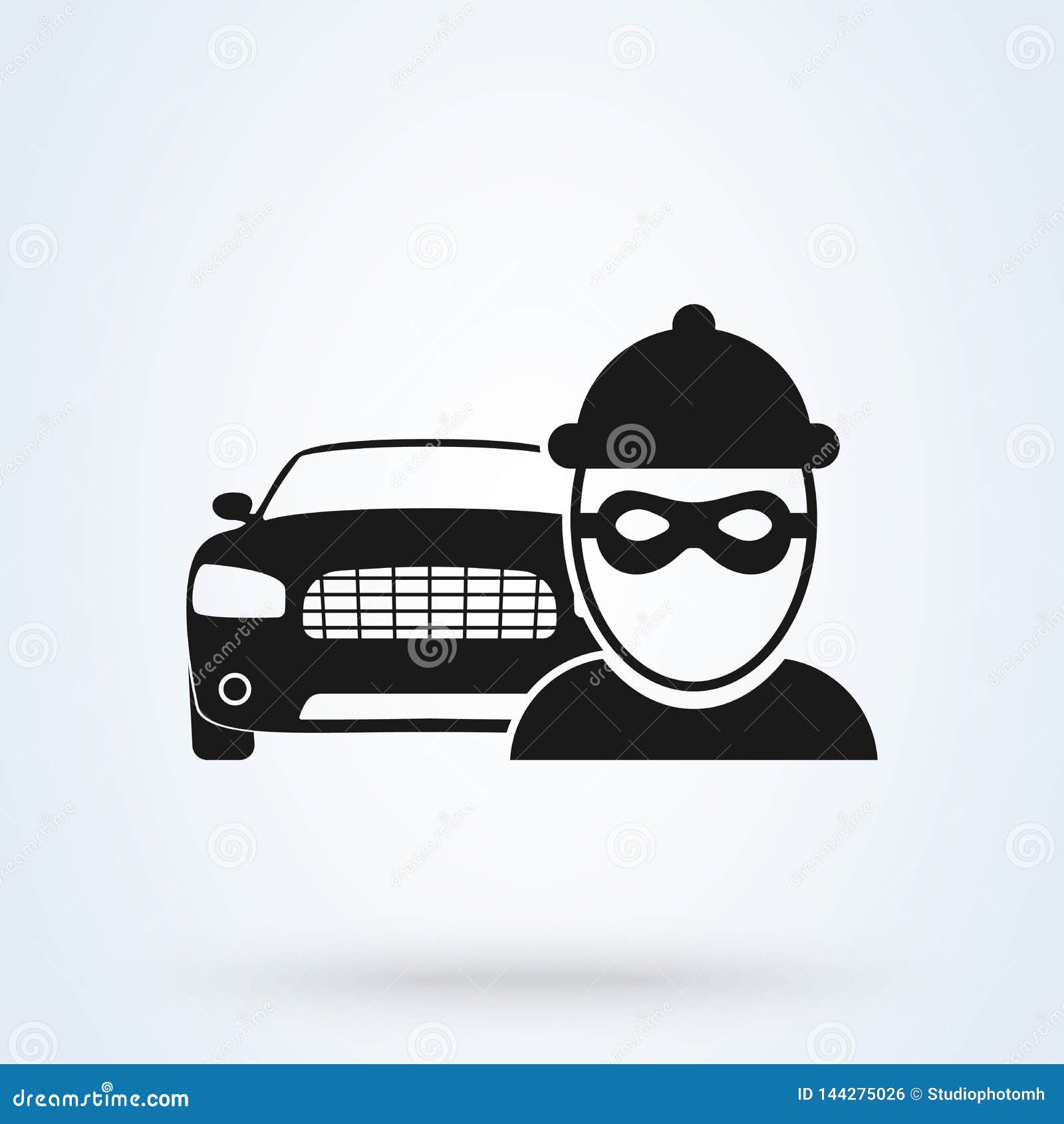 Vector Car Thief Icon. Thief Steals Car, Insurance Stock Vector ...