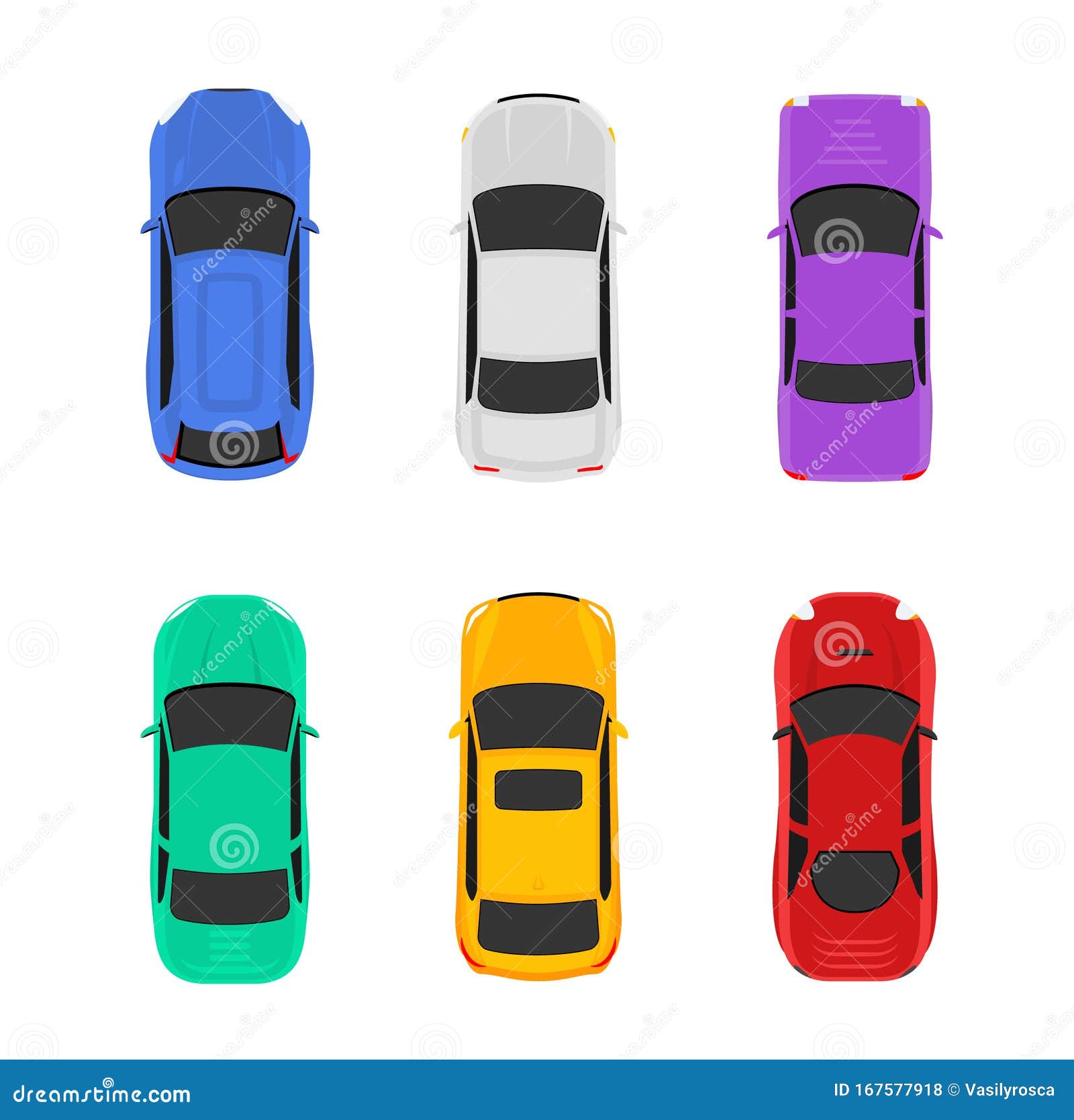 Vector Car Top View Icon Illustration. Vehicle Flat Isolated Car Icon ...