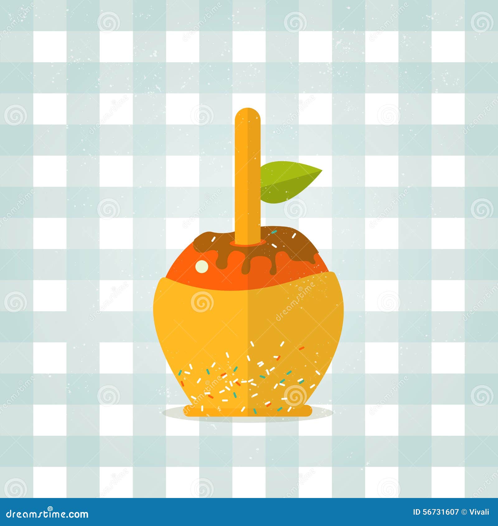 Caramel Apple Icon in Flat Style. Stock Vector - Illustration of glossy ...