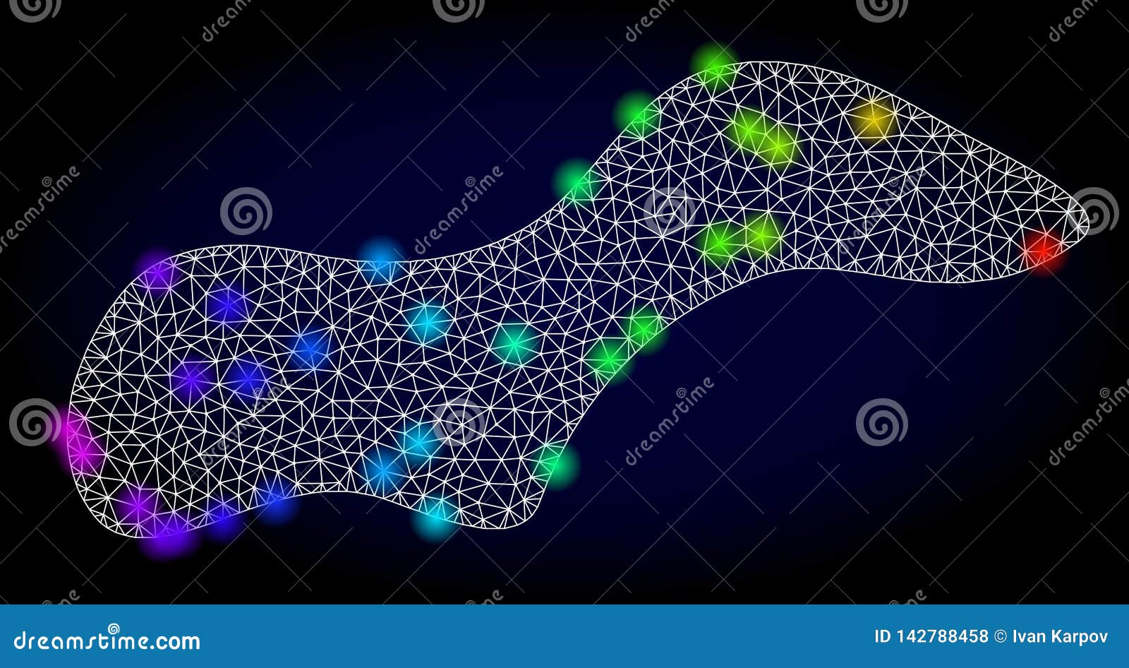 Vector Carcass Mesh Spot with Rainbow Colored Light Spots Stock Vector ...