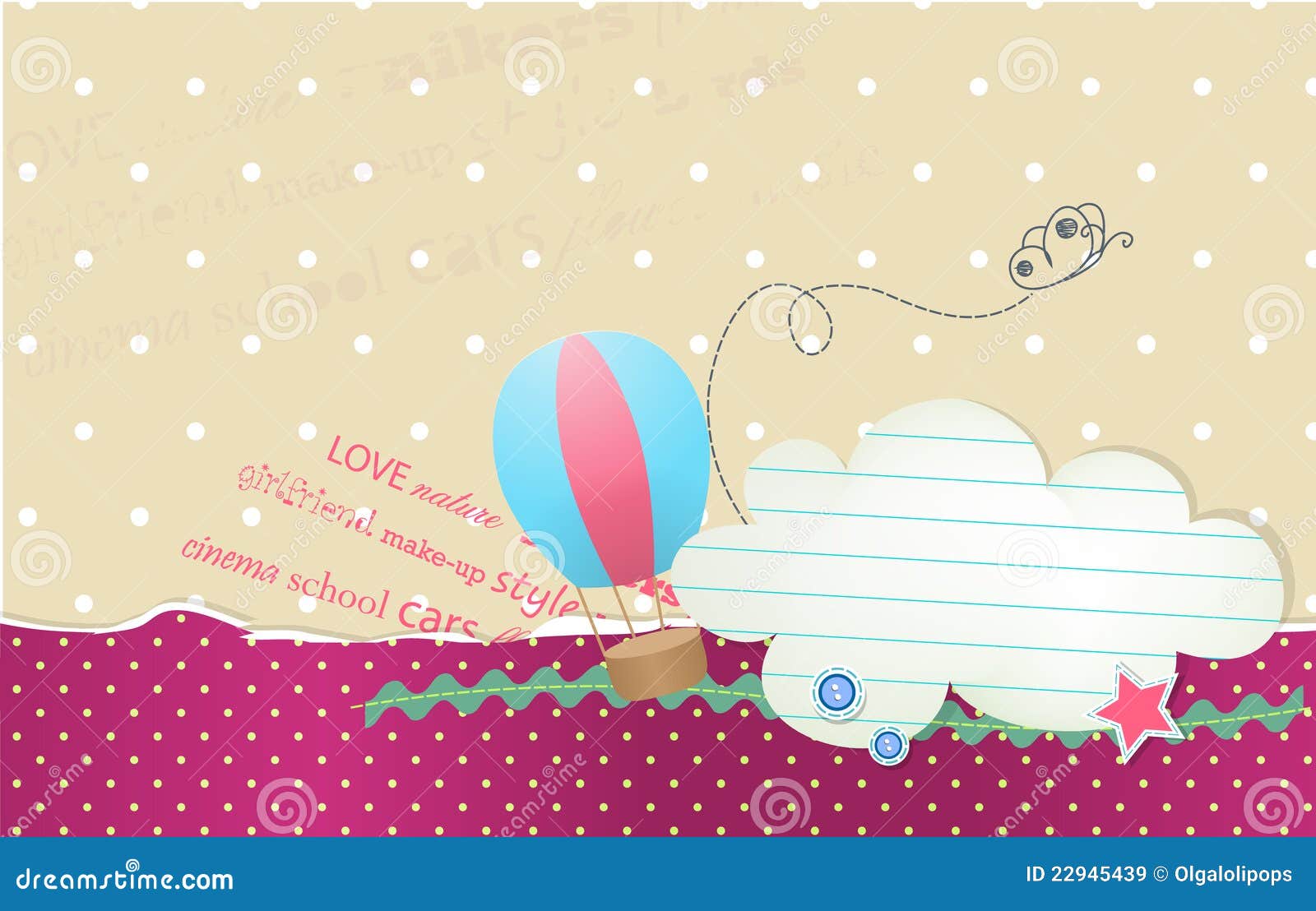 Vector Card with Bubble Cloud for Text and Balloon Stock Vector ...
