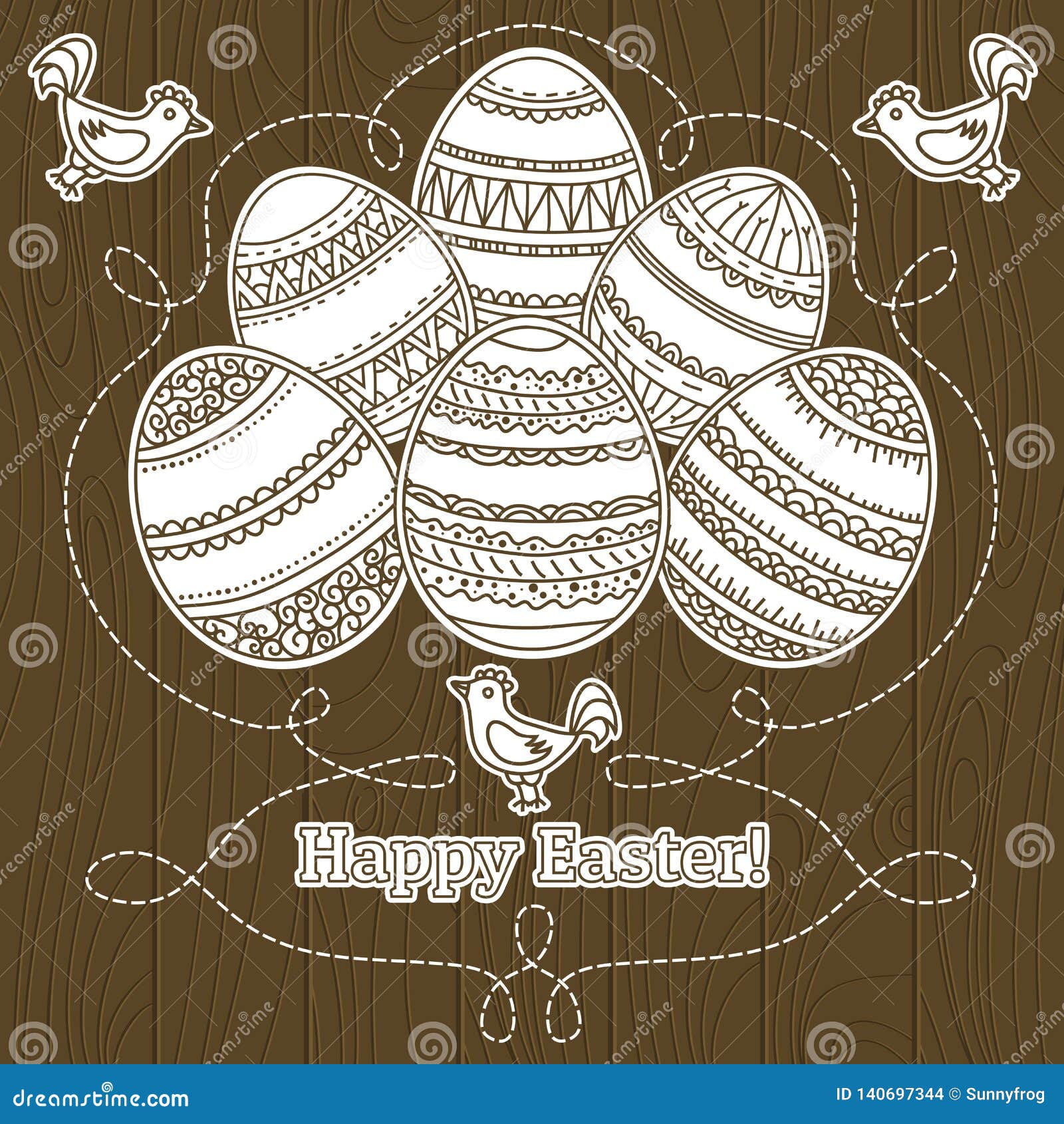 Vector Card for Easter Holidays with Geometric Decorated Eggs for ...