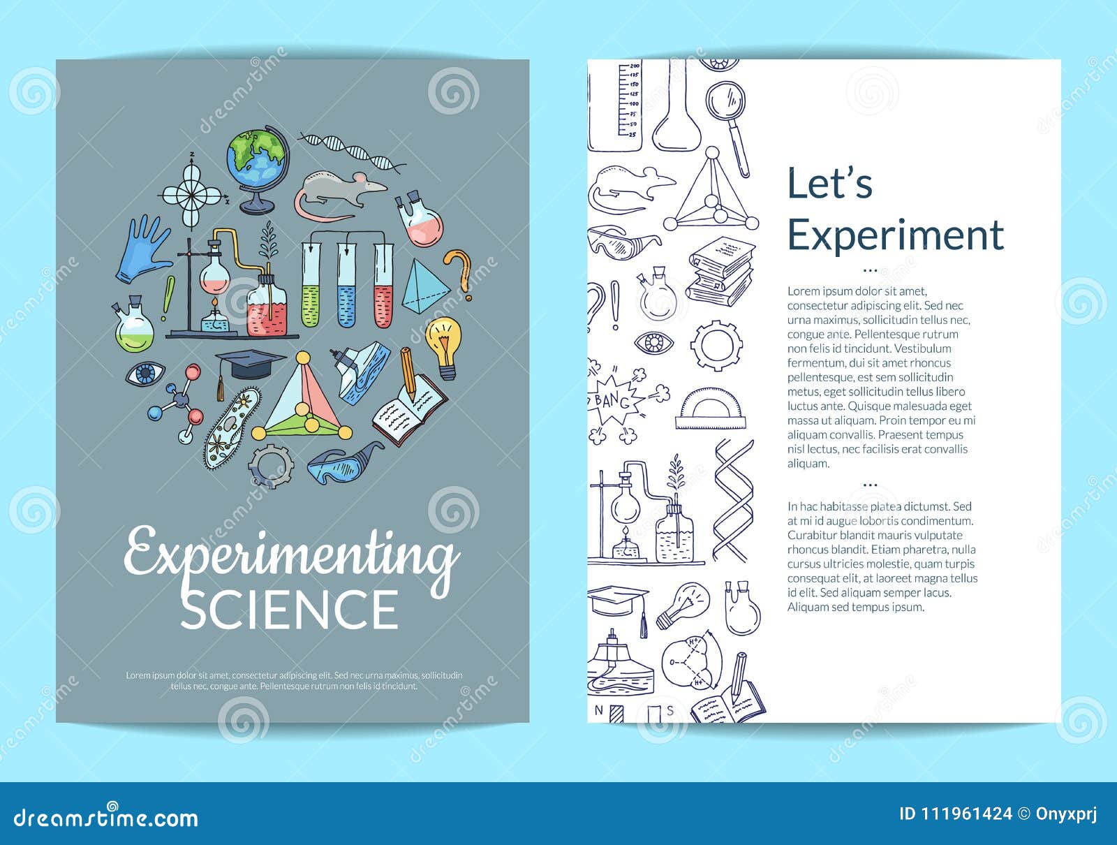 Vector Card or Flyer Template with Sketched Science or Chemistry ...