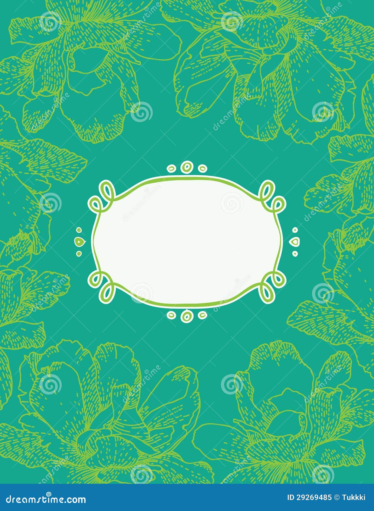 Vector Card with Green Flowers Stock Vector - Illustration of painting ...