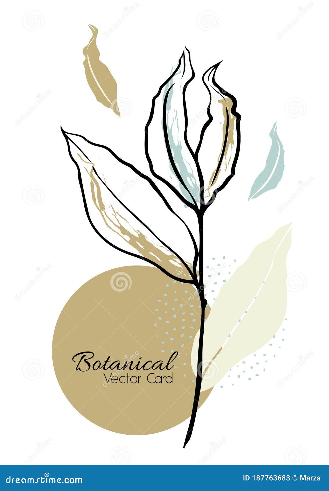 Vector card with leaves stock vector. Illustration of birthday - 187763683