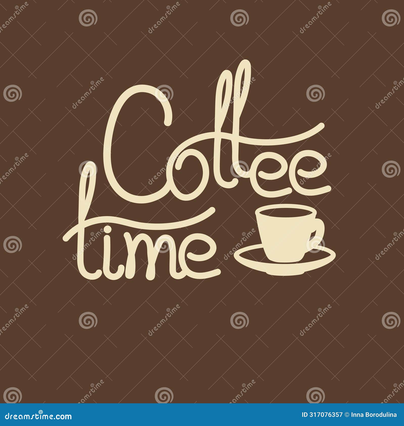 Vector Card, Logo with Cup of Coffee. Lettering - Coffee Time Stock ...