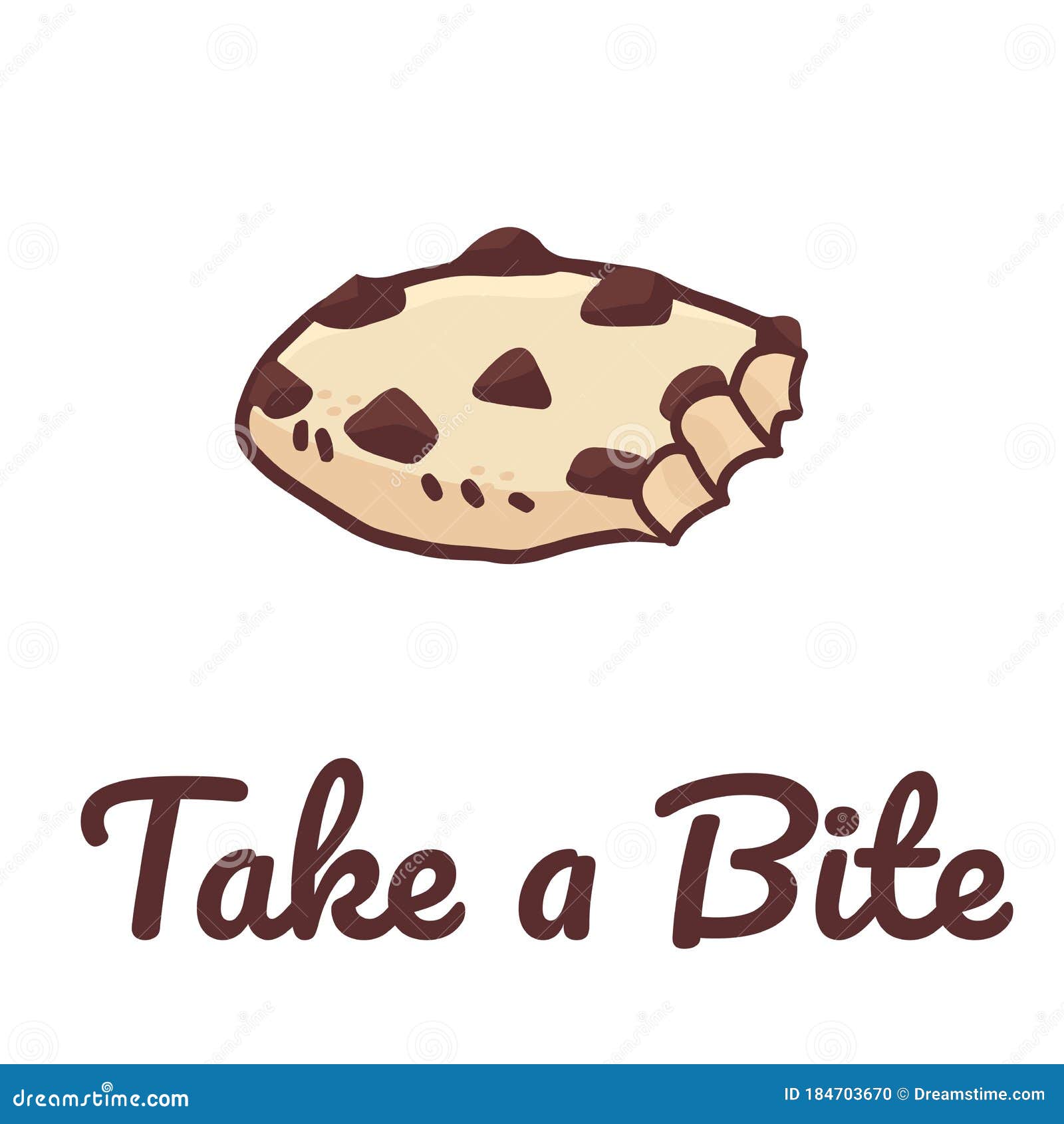 Vector Card with Quote Take a Bite and Cute Cookie. Illustration for ...