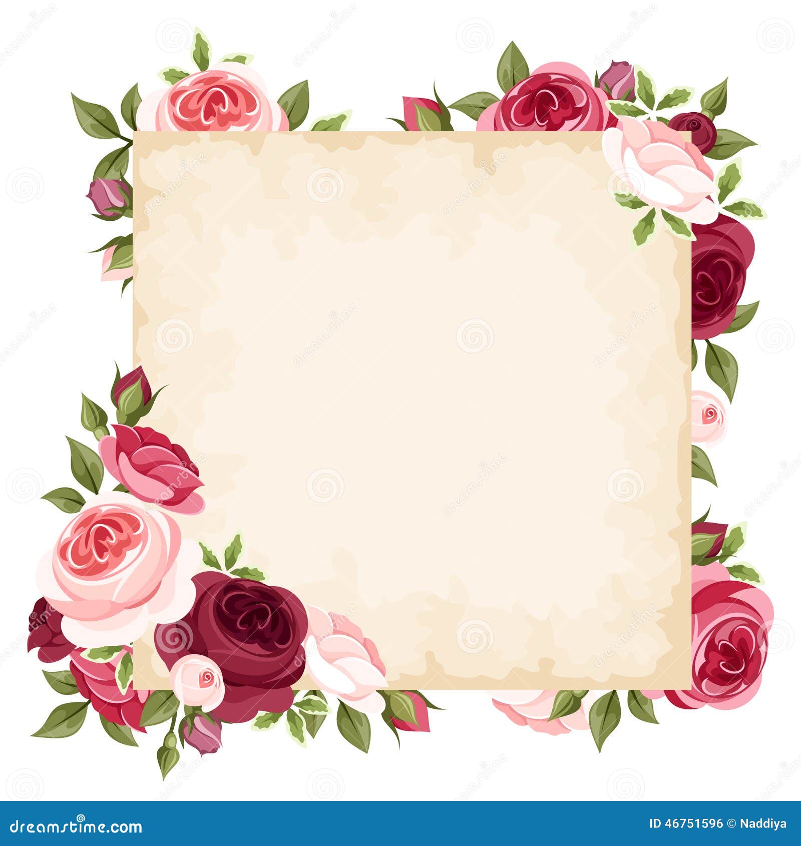 Vector Card with Red and Pink Roses. Stock Vector - Illustration of ...