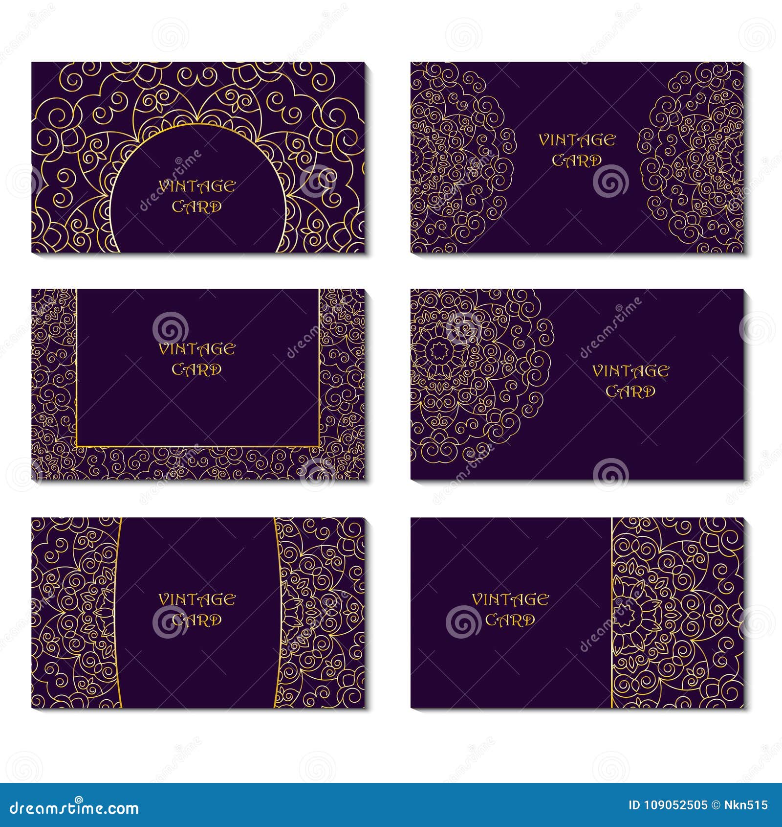 Vector Card Set. Round Ornamental Pattern Stock Vector - Illustration ...