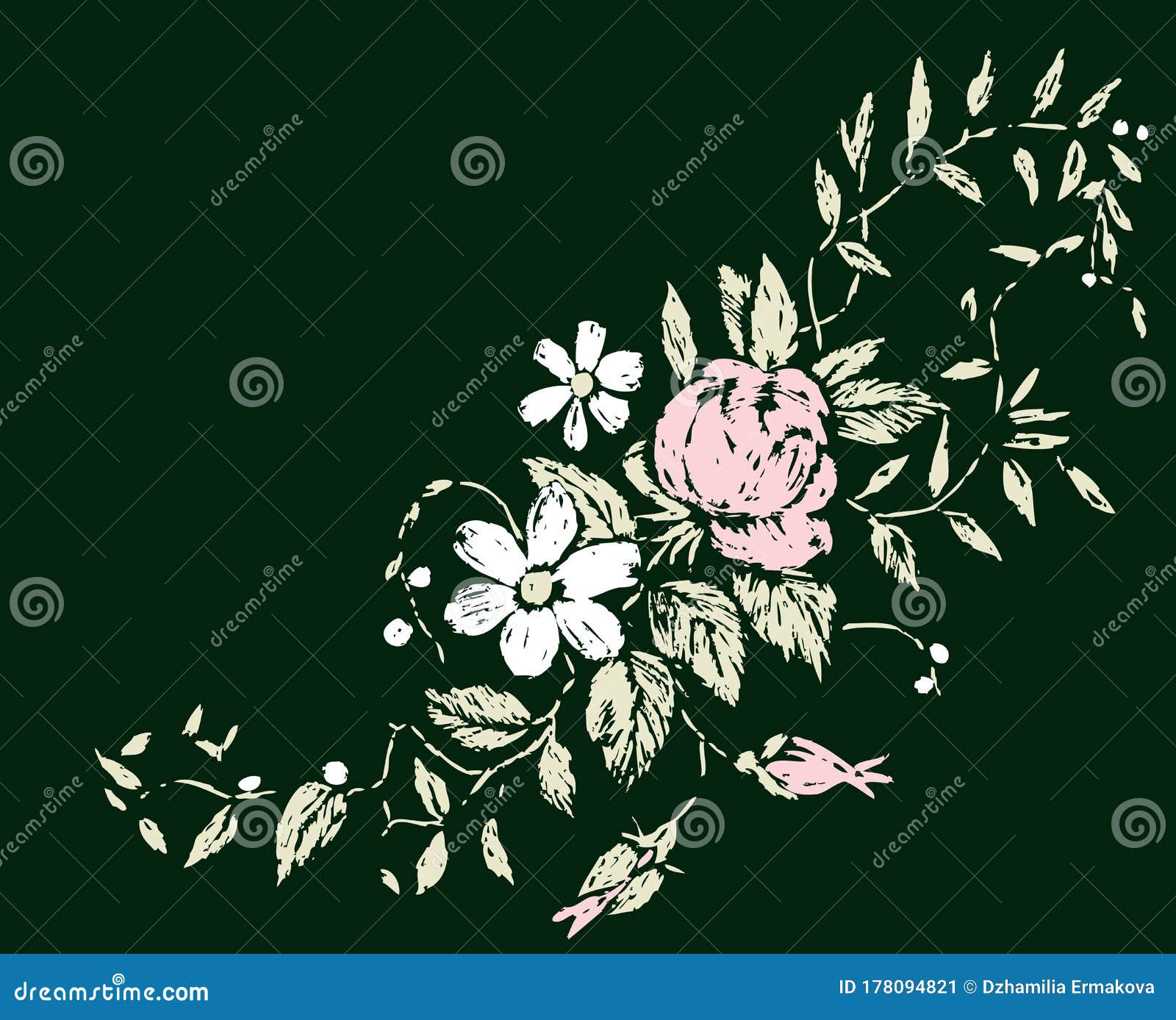 Vector Card with Sketch Decorative Flowering Branch Stock Vector ...