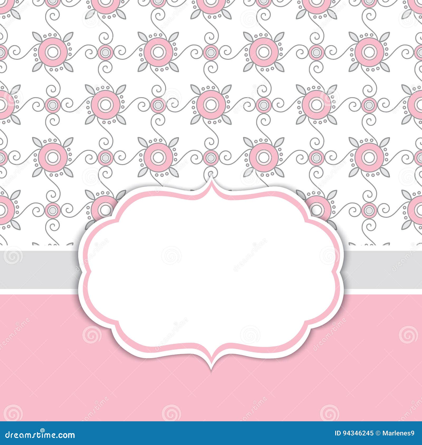 Vector Card Template with a Frame on Floral Ornamental Background with ...