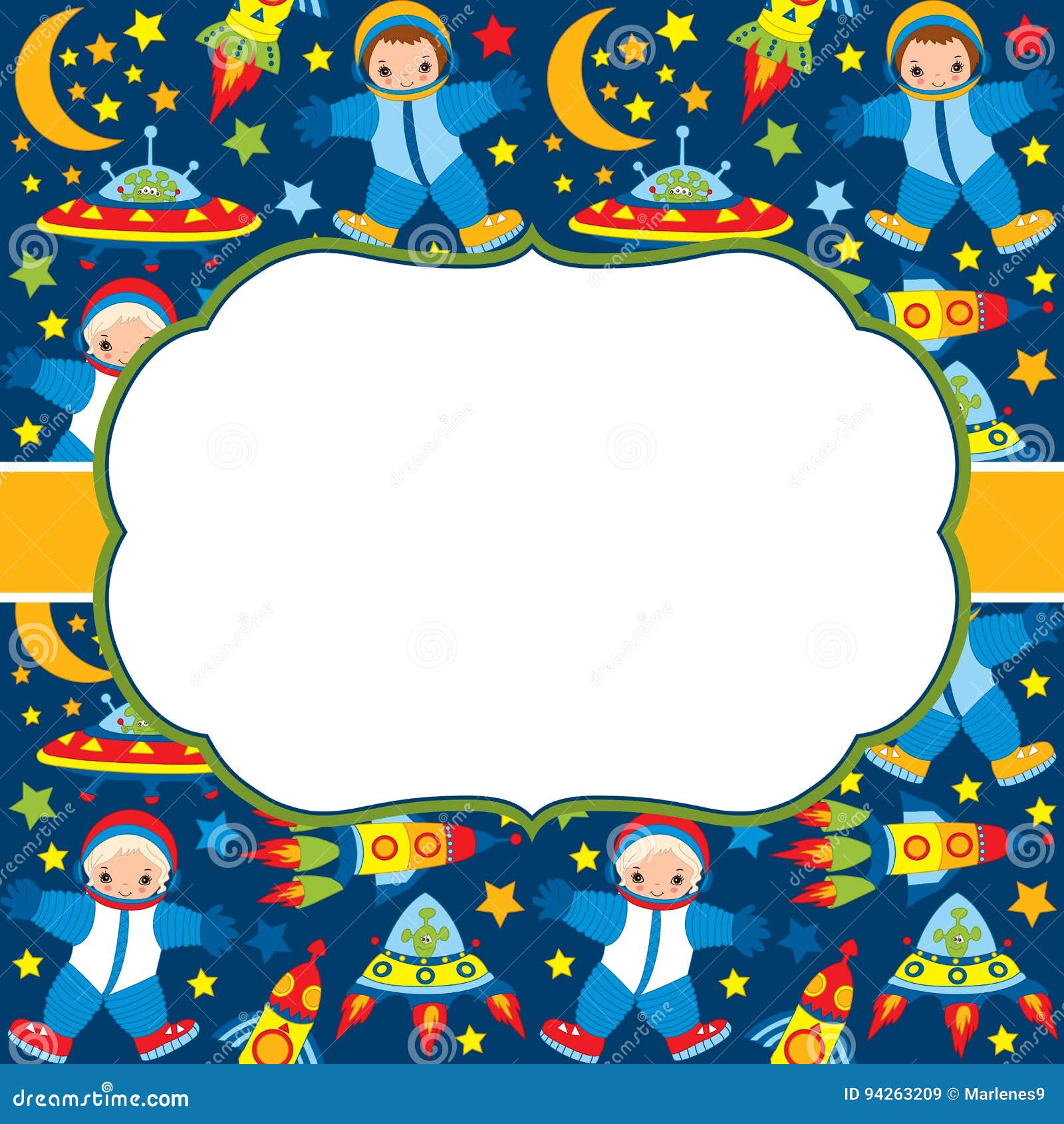 Vector Card Template with a Frame on a Space Background. Vector ...