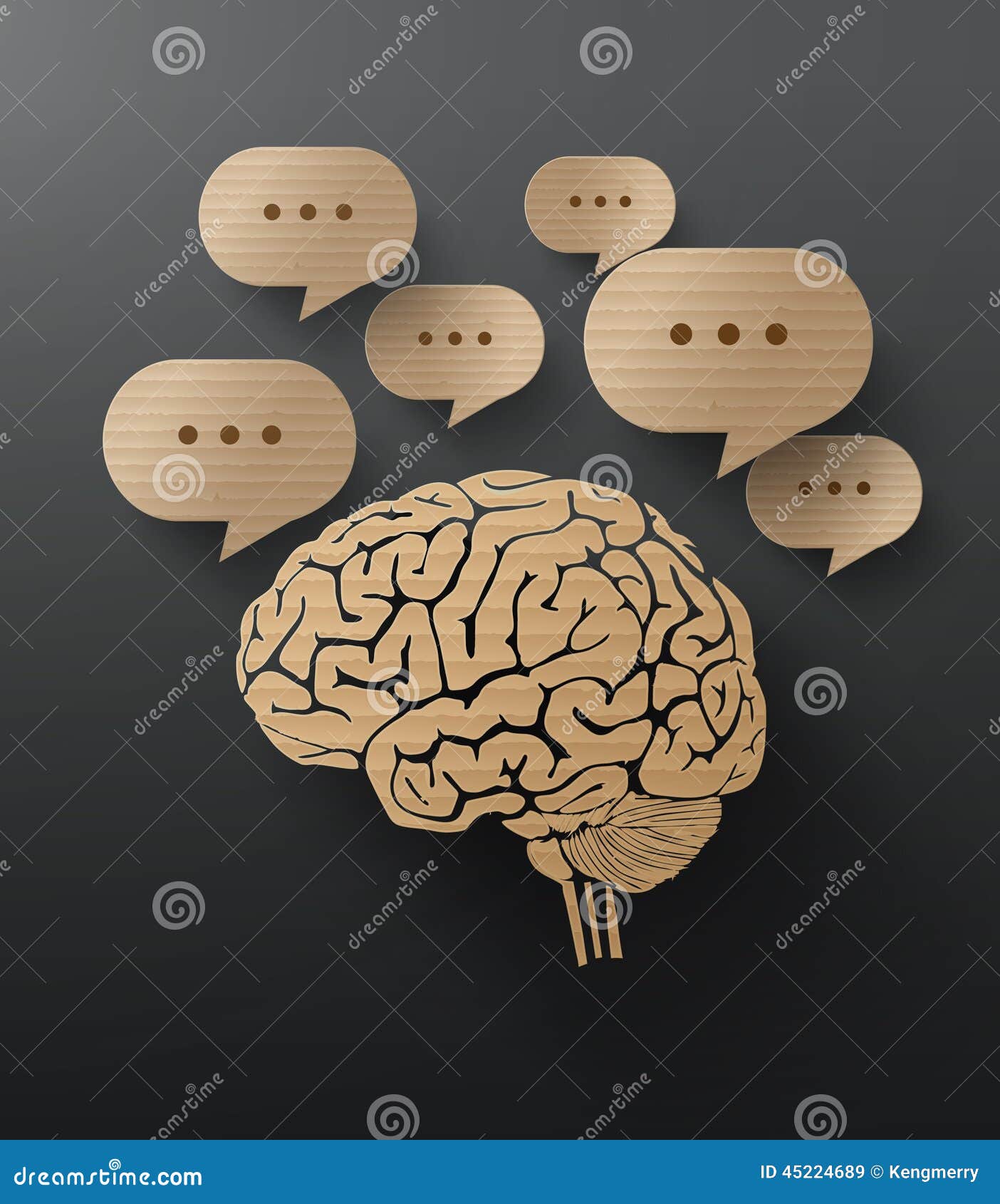 Vector Cardboard of Brain and Bubble Speech. Stock Vector ...