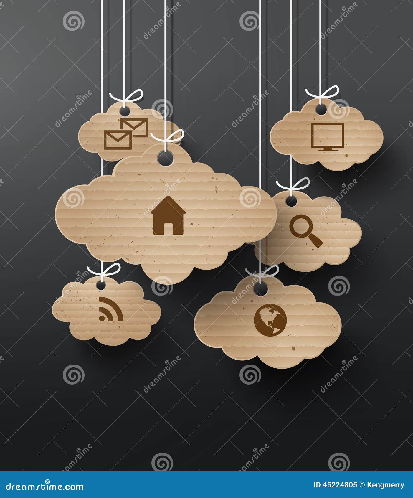 Vector Cardboard Graphics with Cloud of Application Icons Stock Vector ...
