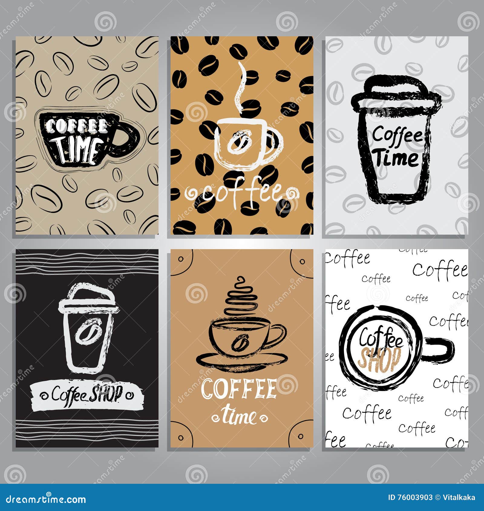 Vector Cards with Coffee Theme Design Stock Vector - Illustration of ...