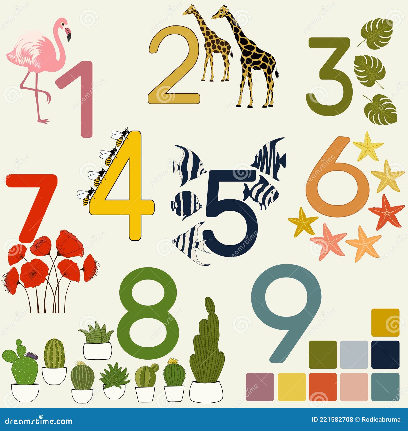 Learning Numbers. Cute Numbers for Children Stock Vector - Illustration ...