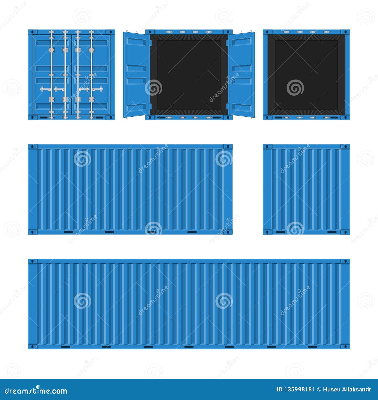 Vector Cargo Container Set. Stock Vector - Illustration of profile ...