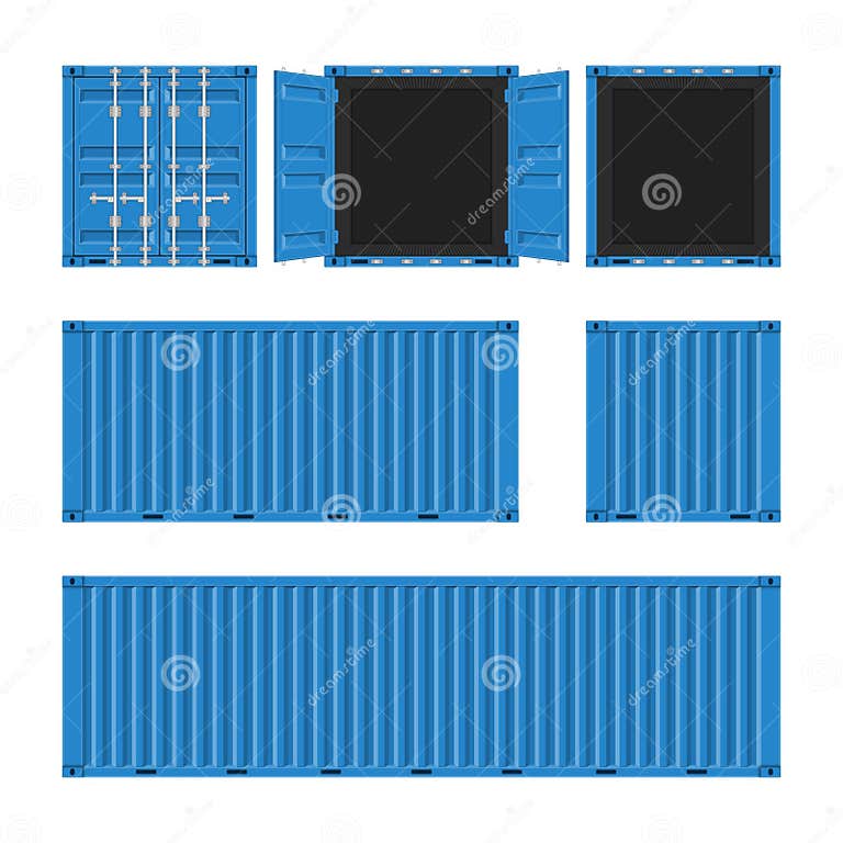 Vector Cargo Container Set. Stock Vector - Illustration of profile ...