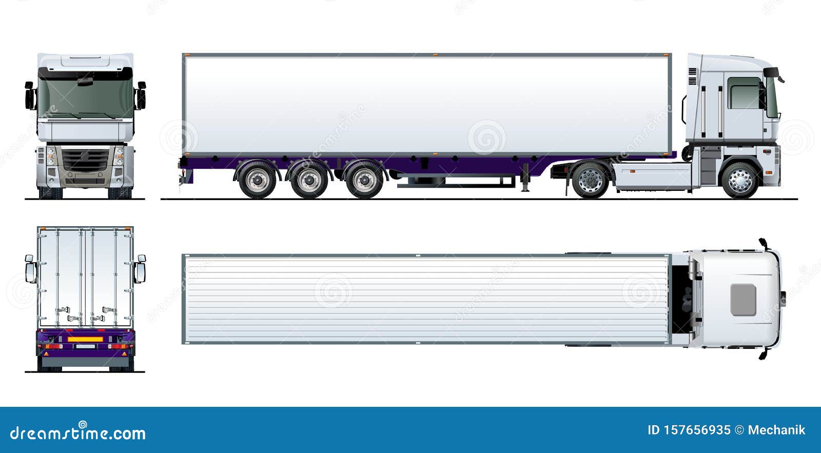 Vector Cargo Semi Truck Template Isolated on White Stock Vector ...